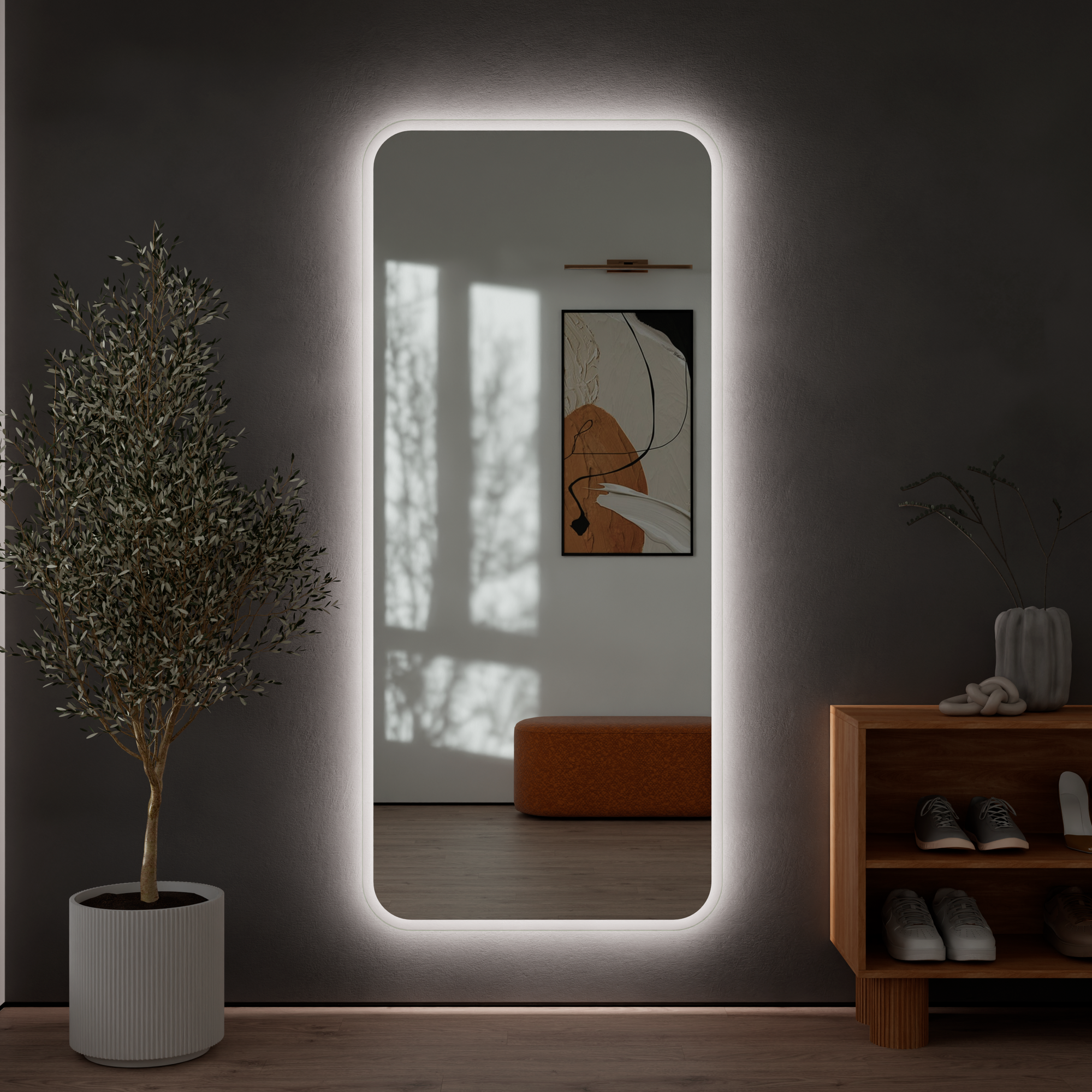 Зеркало в прихожую «Глория-XL» (Pearl-XL) с интерьерной подсветкой 50х100 см