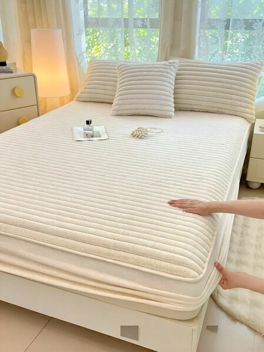 Фланелевый наматрасник из искусственного меха # Защитный чехол для матраса с эффектом подогрева