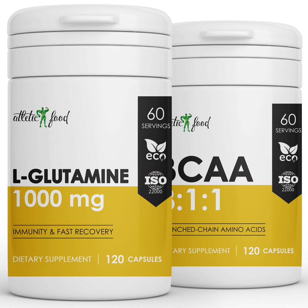 Спортивное питание L-Glutamine 1000 mg + BCAA 8:1:1 1000 mg - 120/120 капсул
