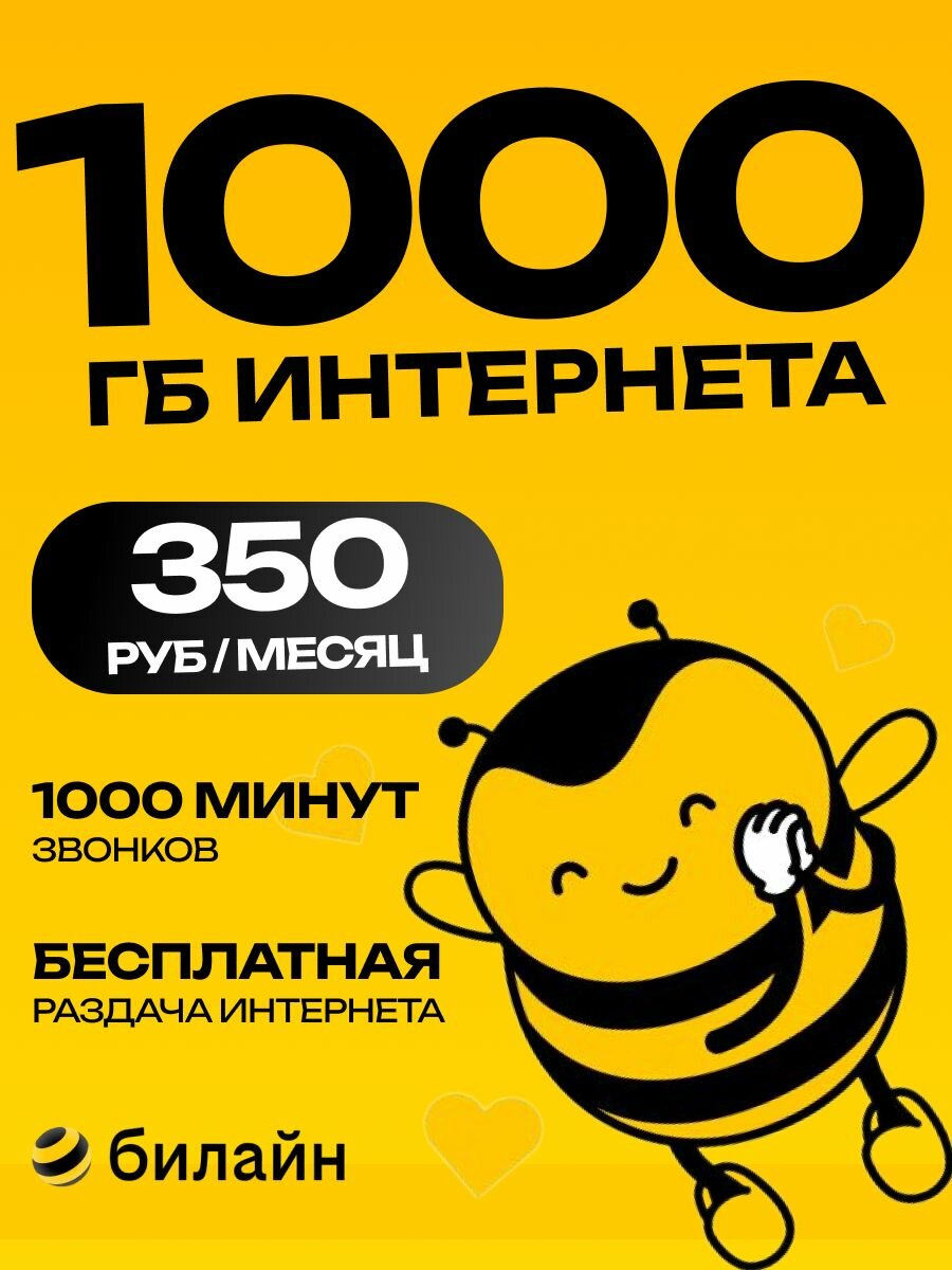 Сим Карта Билайн 1000 гб и 1000 минут за 350 р