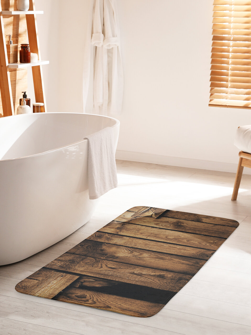 Коврик для ванной комнаты и туалета противоскользящий "Деревянный забор" 60х100 см, JoyArty