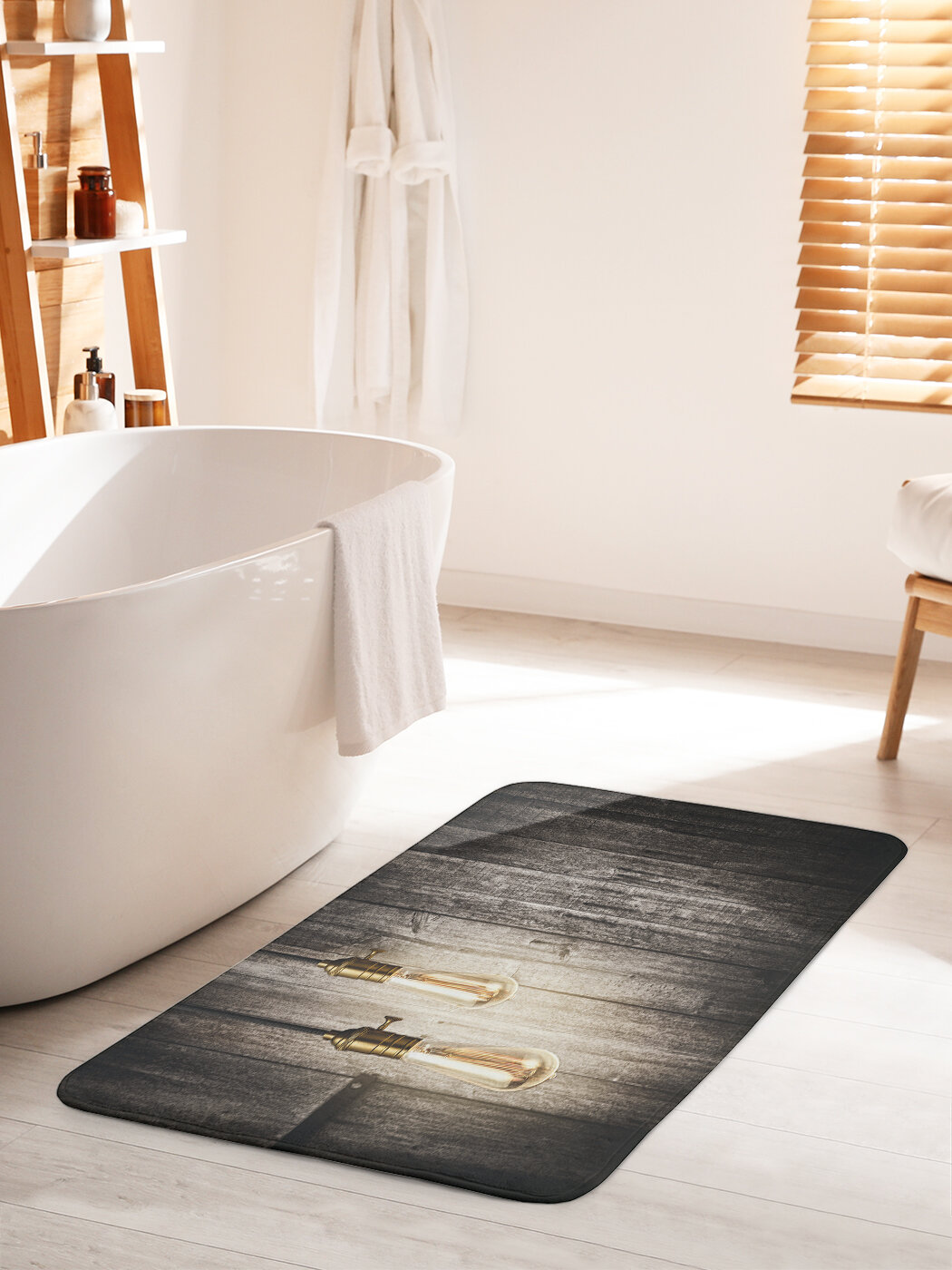 Коврик для ванной комнаты и туалета противоскользящий "Лампы лофт" 60х100 см, JoyArty