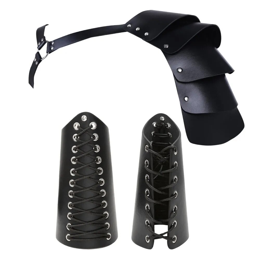 (1 комплект) Наплечные доспехи средневекового рыцаря, браслет, комплект аксессуаров для одежды-комплект из 2 предметов (один наплечный доспех + 1 пара браслетов)