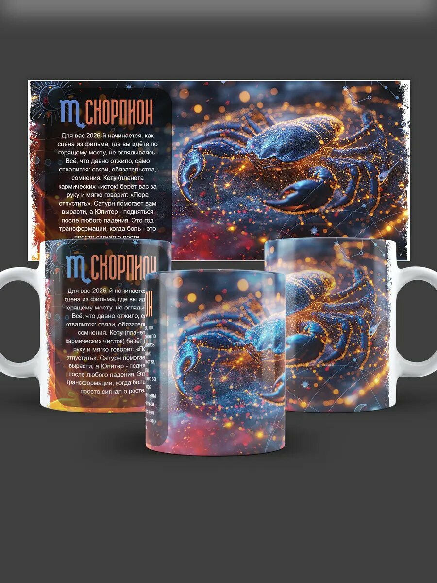 Кружка Скорпион знак зодиака на 2026 яркая