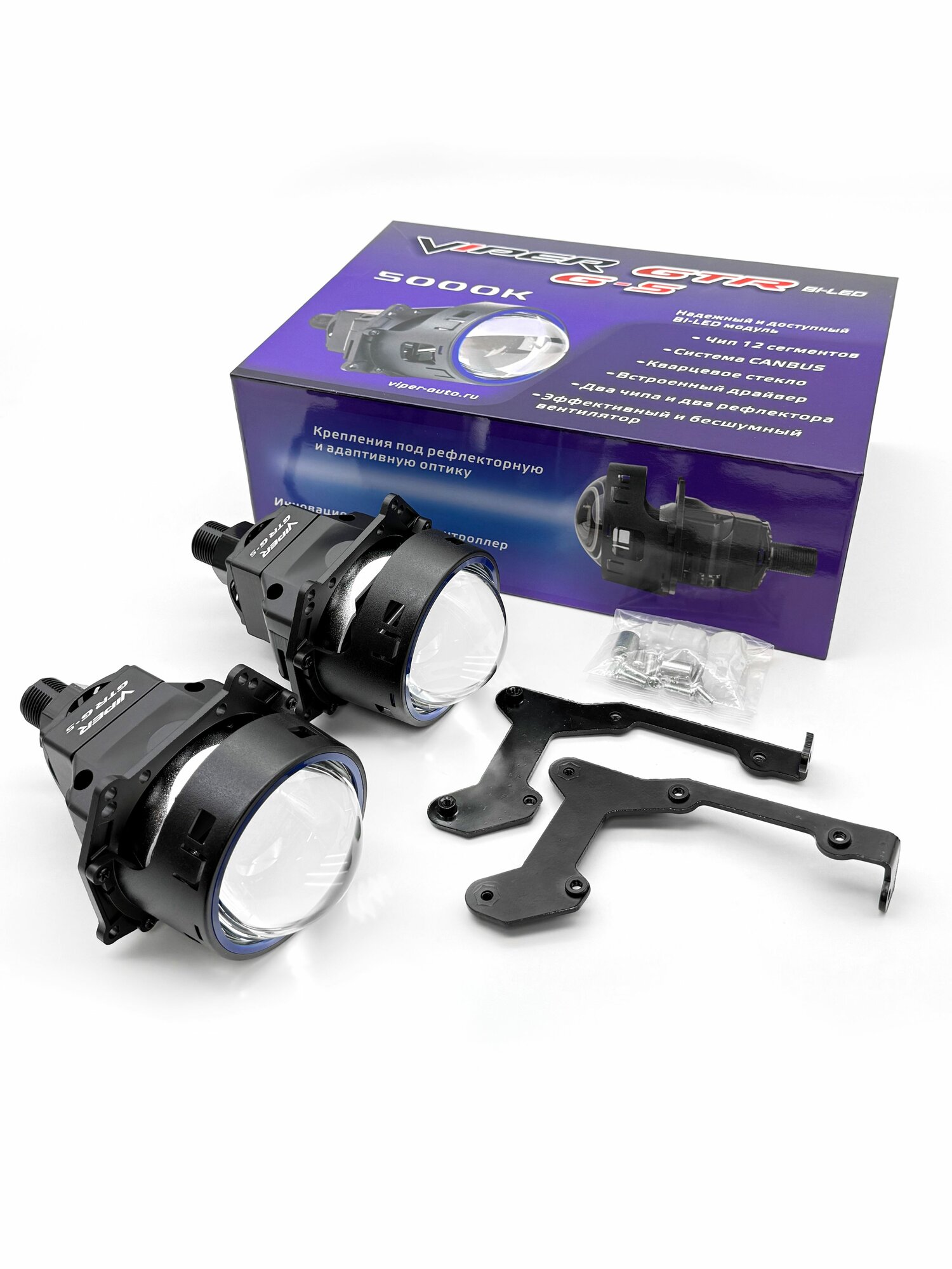 Светодиодные линзы bi-led Viper GTR G5 75W для фар без AFS BMW 3 F30 2011-2016 ZKW / Билед модули Вайпер ГТР + рамки на адаптив БМВ 3