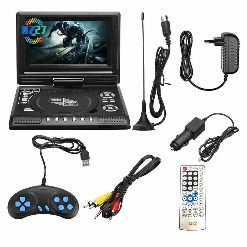 (P S M J) Портативный 7,8-дюймовый телевизор Домашний автомобильный DVD-плеер HD VCD CD MP3 EVD-плеер с TV / FM USB игровой функцией-EU Plug