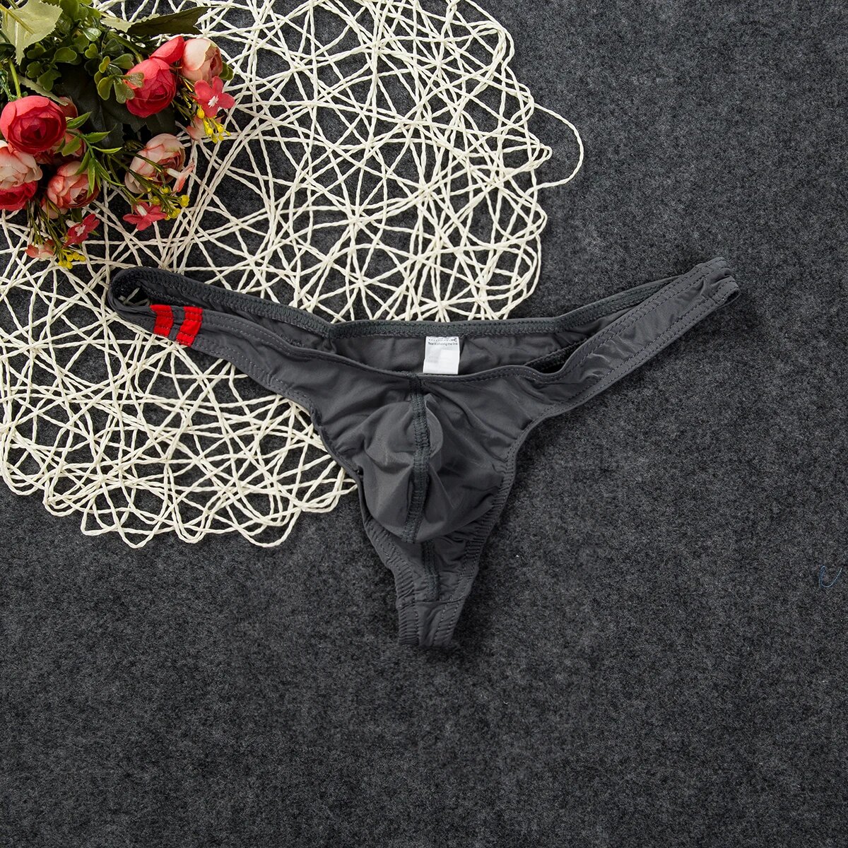 Мужские стринги из нейлона и полиэстера Черный, XL, Grey 10