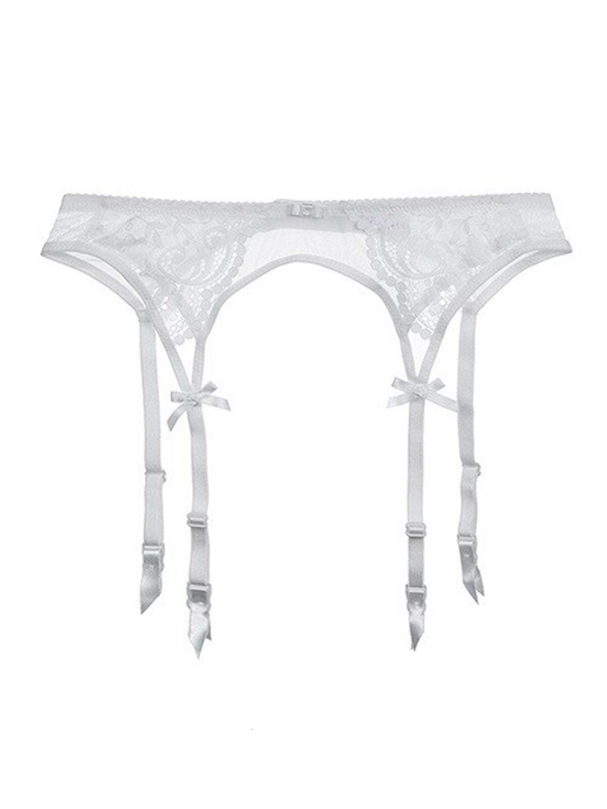 Женский пояс для чулок, Белый - L