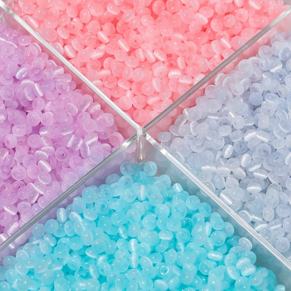 Кошачий Глаз стеклянные бусины 2.5x4MM, 100шт, цвет бледно-зеленый