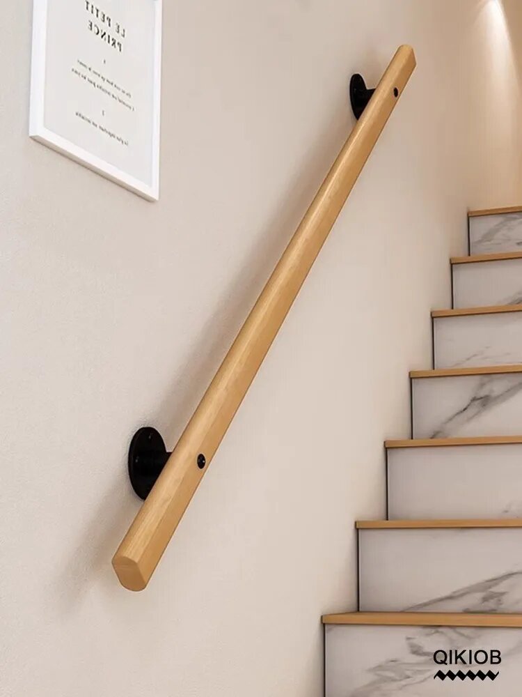 QIKIOB Поручень лестницы пристенный, деревянный