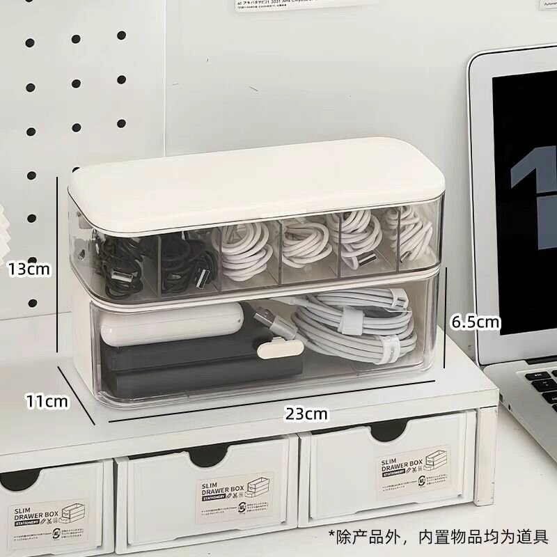 Настольная коробка для хранения USB-кабелей, коробка для питательных кабелей, с крышкой, белая, 1 шт.