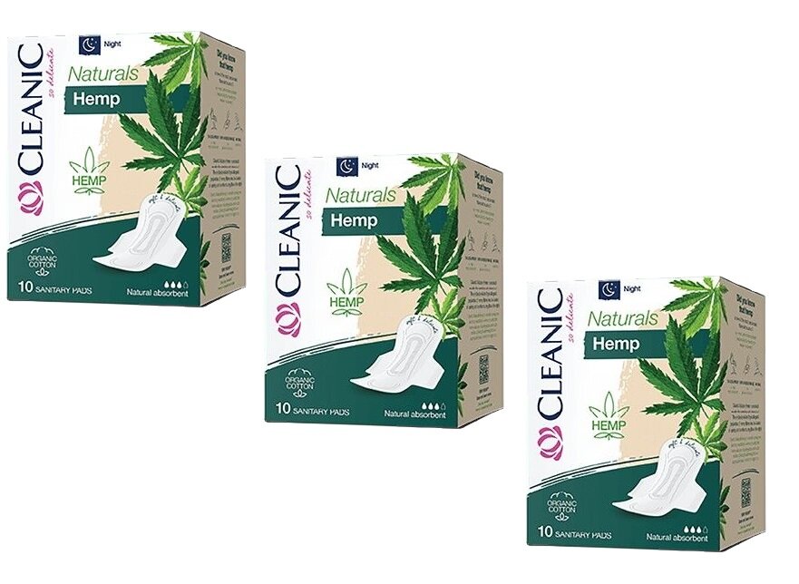 Прокладки гигиенические Cleanic Naturals Organic Cotton&Hemp (ночь 3*) 10 шт 3упаковки