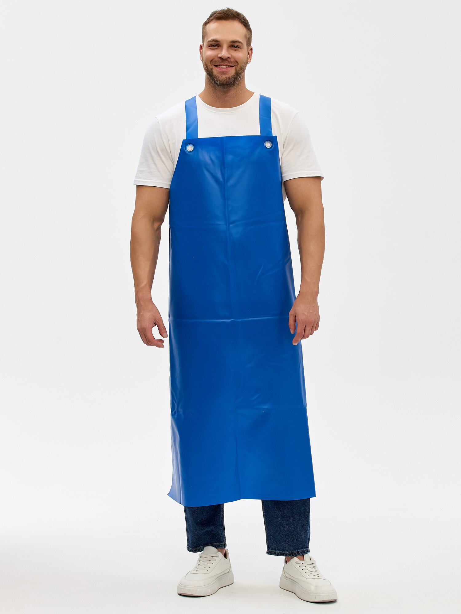 Фартук защитный, полиуретановый, влагостойкий, 120x100см, синий