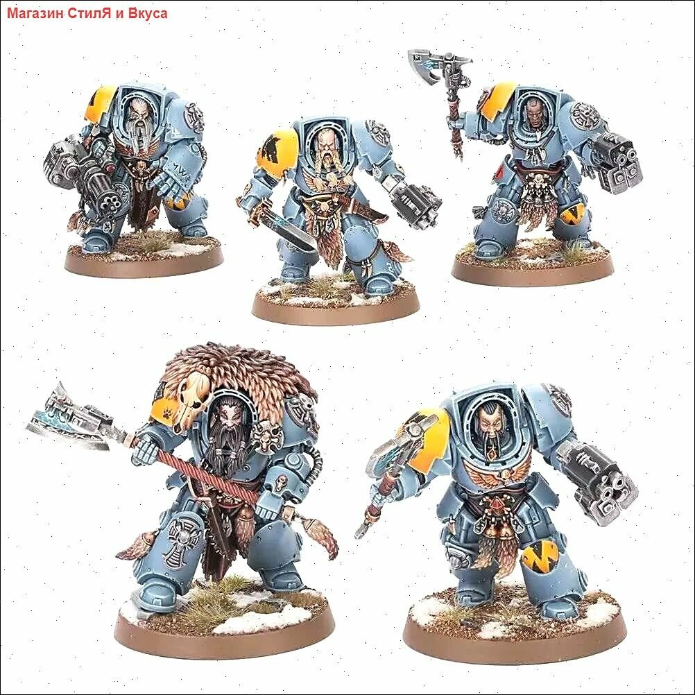 Терминаторы Волчьей Гвардии Космических Волков (Смола, Литье) / Space Wolves Wolf Guard Terminators (Resin, Cast)