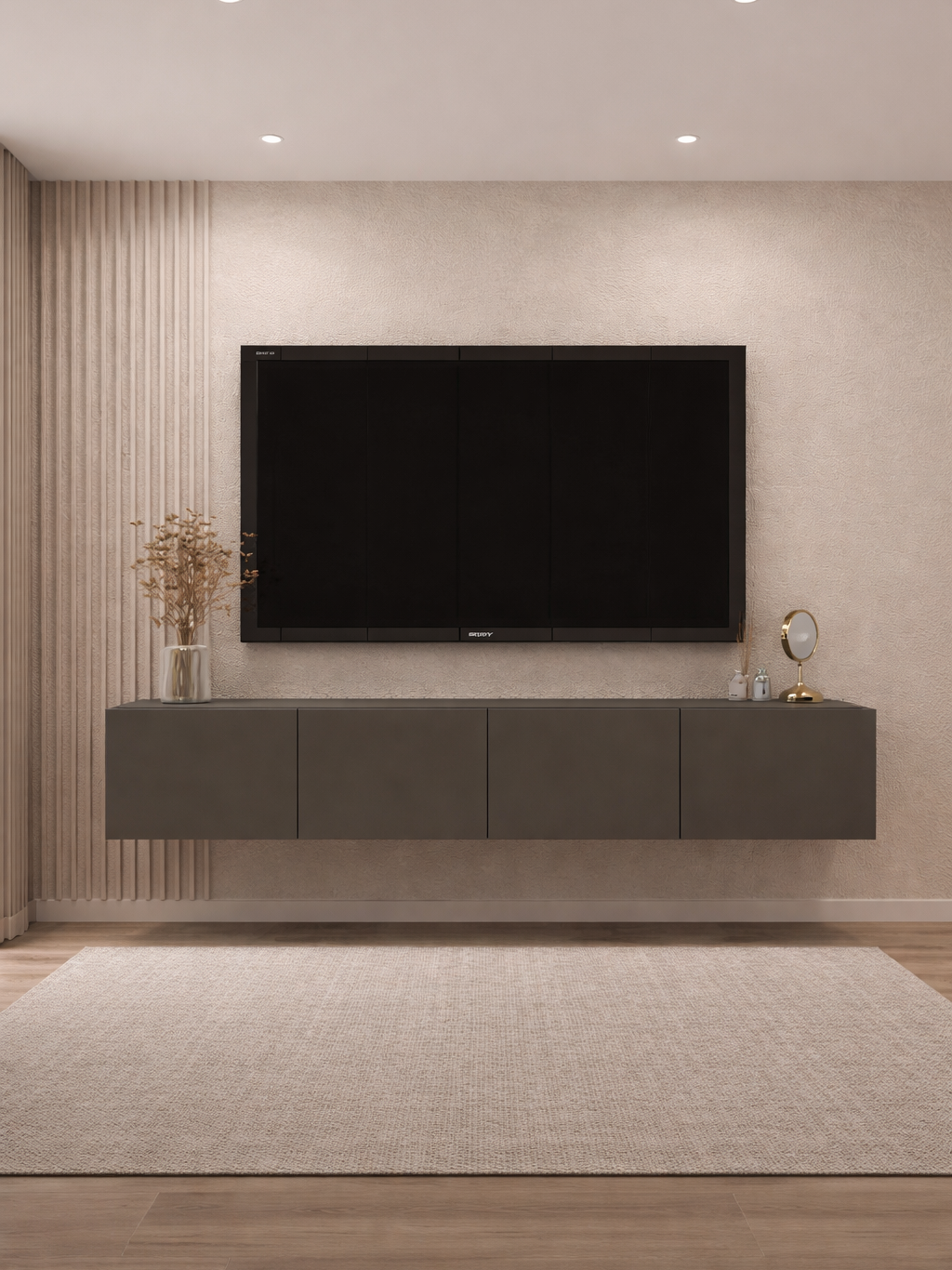 Тумба под ТВ Бастион DIVANO, подвесная, ЛДСП, серая, 200 см x 40 см x 52 см