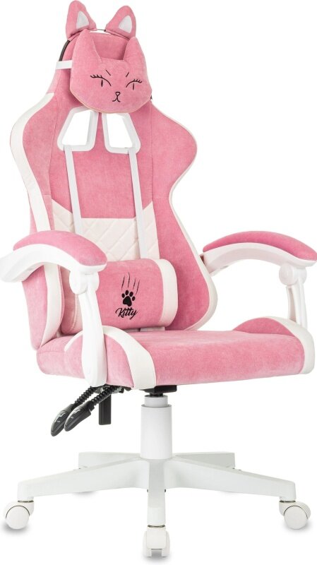 KNIGHT KITTY W PINK / Кресло игровое KNIGHT Kitty W, на колесиках, ткань, розовый/белый (knight kitt