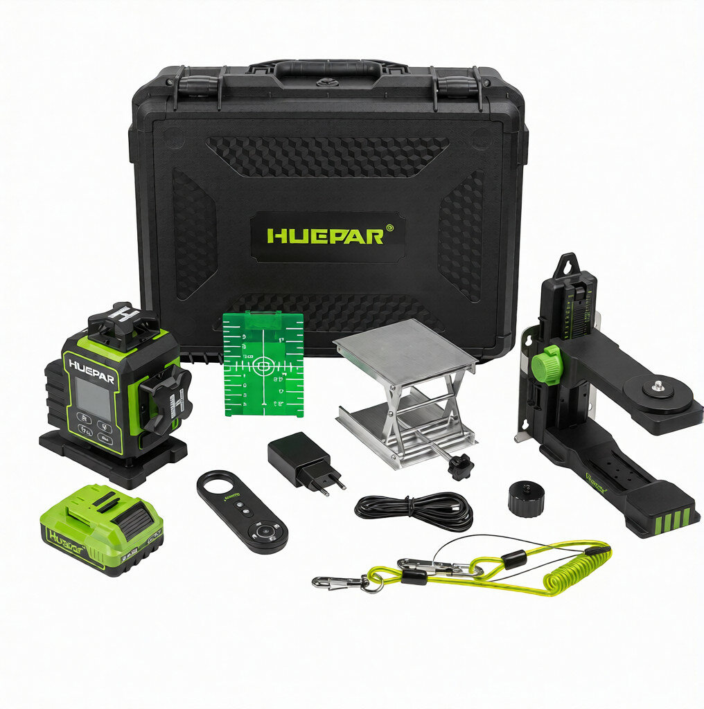 Нивелир лазерный Huepar Huepar W04CG, 4 замкнутые плоскости (16 линий), дальность 40/80м, арт.4196