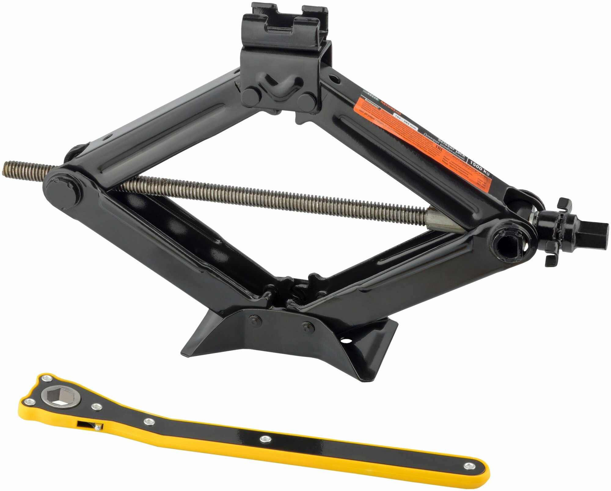 Домкрат ромбический 1,5т (трещоточная рукоятка; H 105-385 мм) АвтоDело 43115