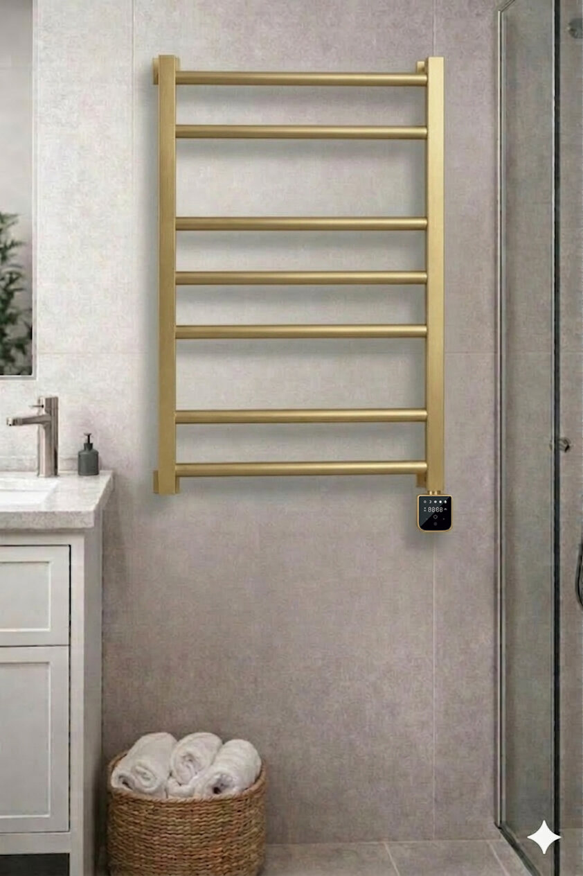 SATURN Электрический полотенцесушитель 80x60 см Золото матовое