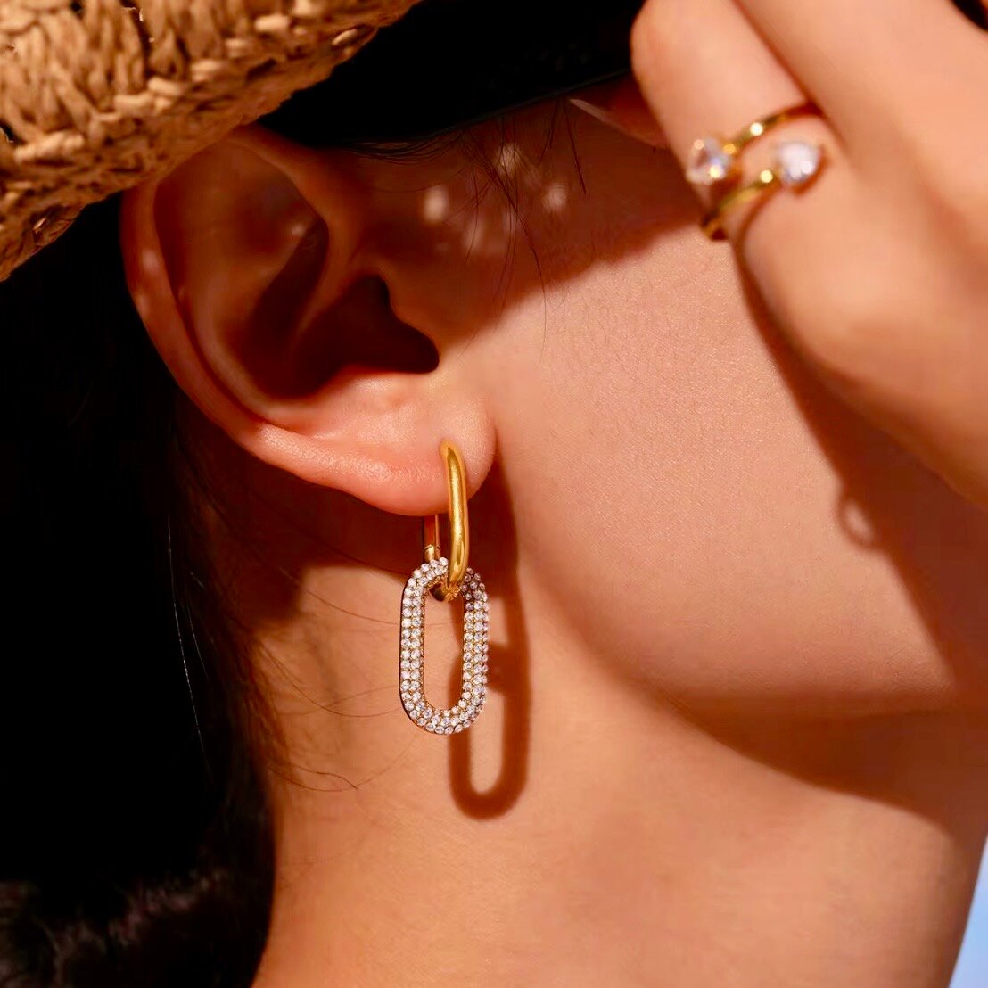 Серьги-трансформеры, Swarovski Zirconia, циркон, фианит