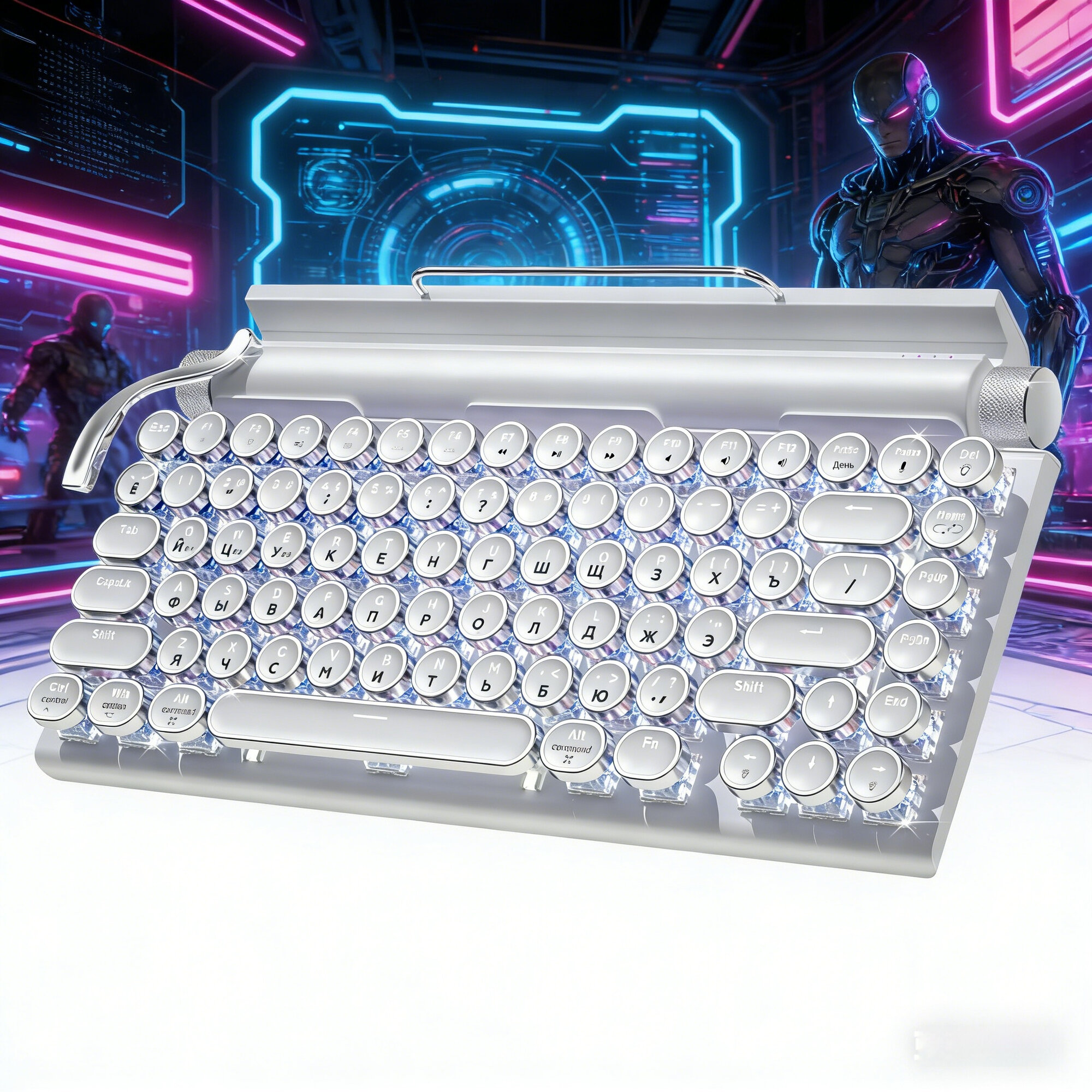 Механическая игровая беспроводная клавиатура в стиле ретро с возможностью горячей замены 83 клавиши, Bluetooth 5.0 + USB, возможность регулировки 14 режимов освещения, подходит для компьютера, ноутбука, мобильных игр, русская /английская клавиатура.