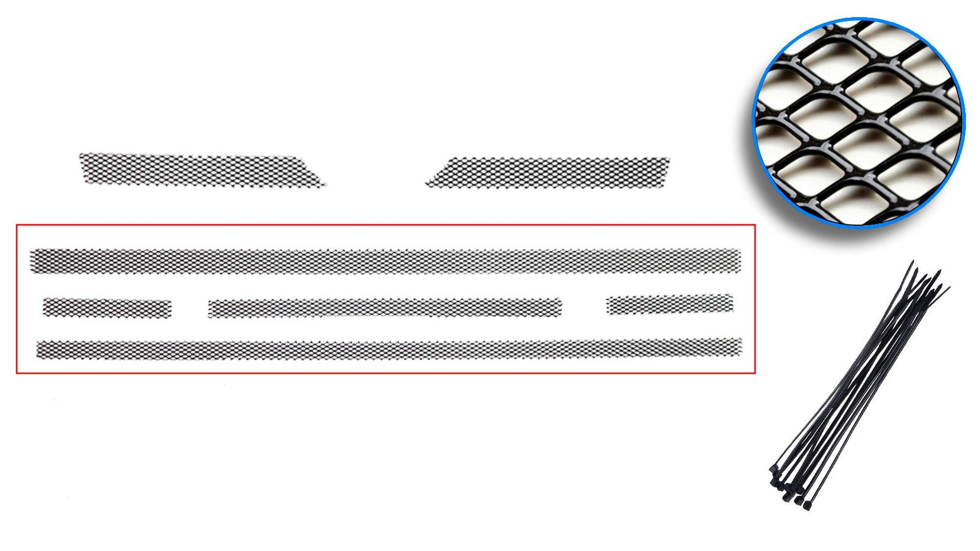 Защитная сетка радиатора для VOLKSWAGEN TIGUAN 2020- (II рестайлинг), низ, 5шт