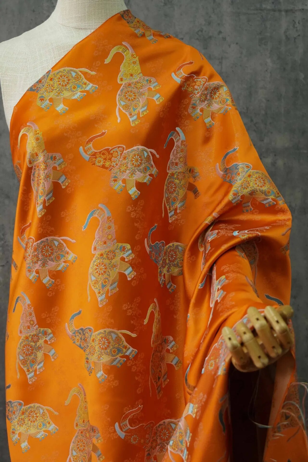 Полиэстер Хлопок Ткань для шитья Китайский стиль orange