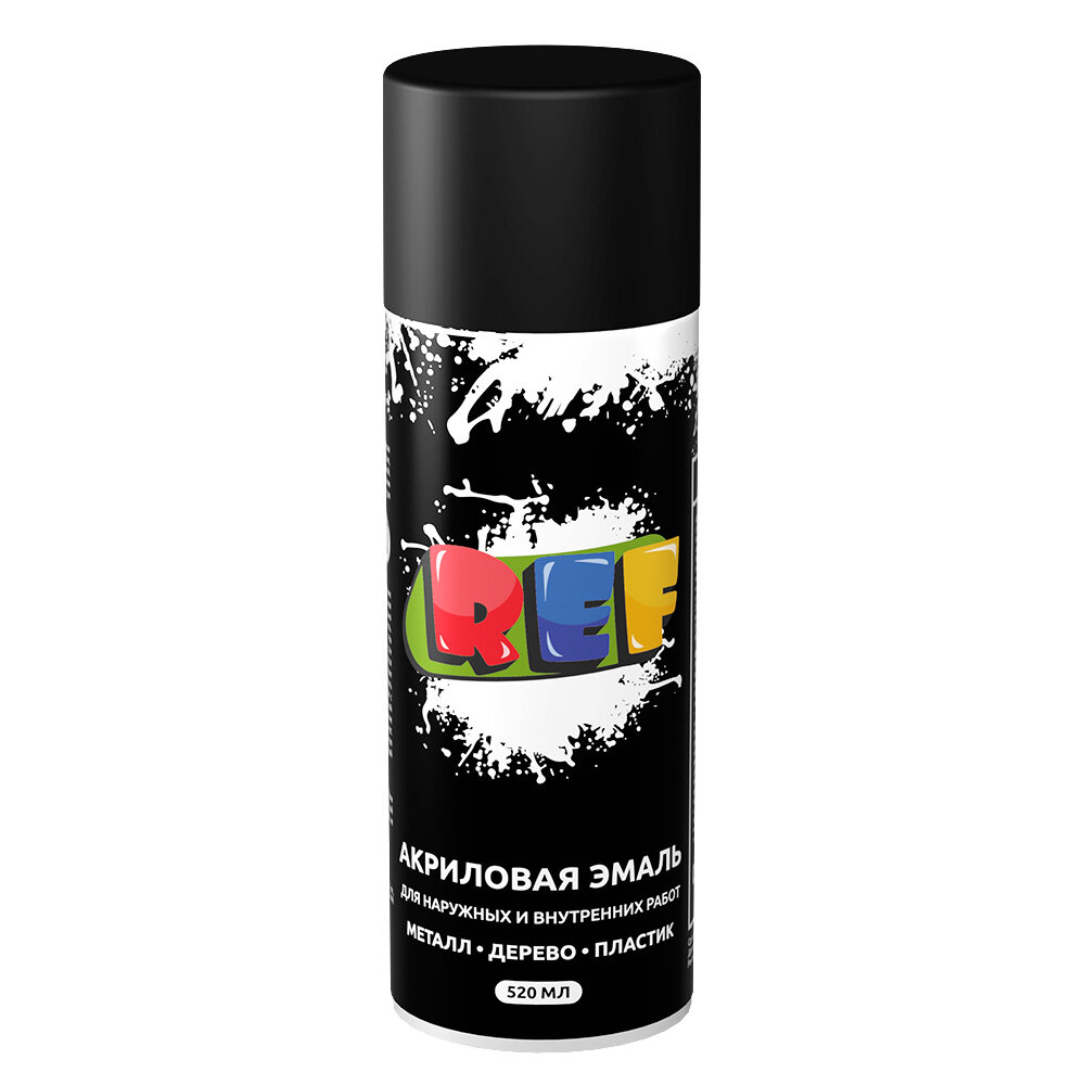 Аэрозольная краска акриловая черная матовая (коробка 6 шт по 520 мл) эмаль быстросохнущая, универсальная / REF
