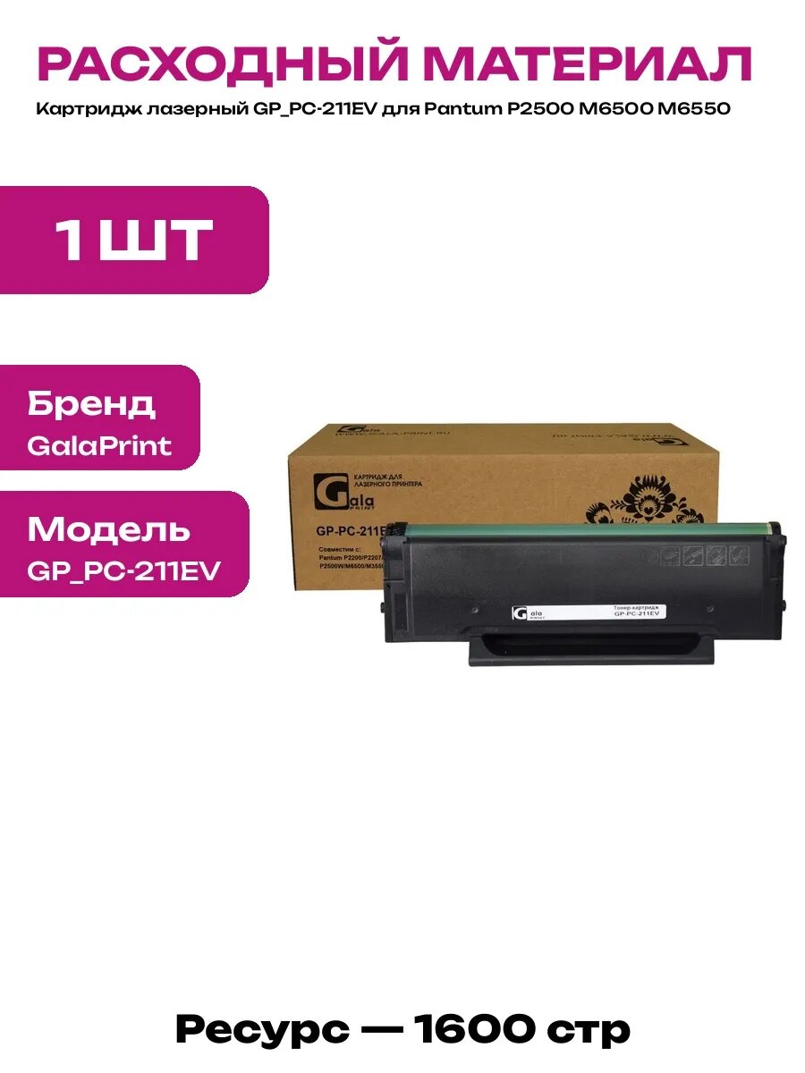 Картридж черный лазерный для Pantum P2200 P2500 M6500 M6550