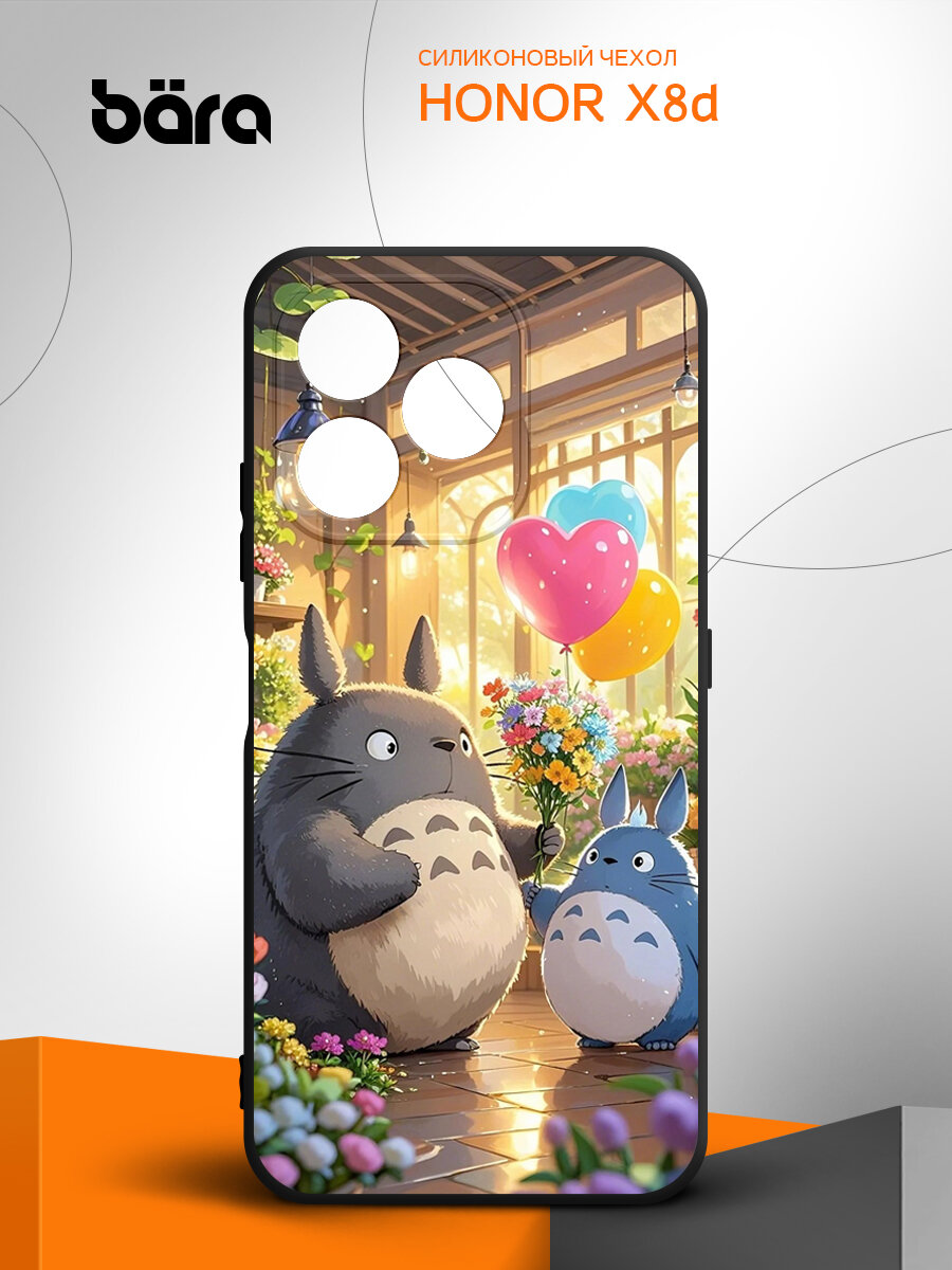 Чехол на Honor X8d/ Хонор Х8д накладка, защитный, силиконовый, черный, с принтом