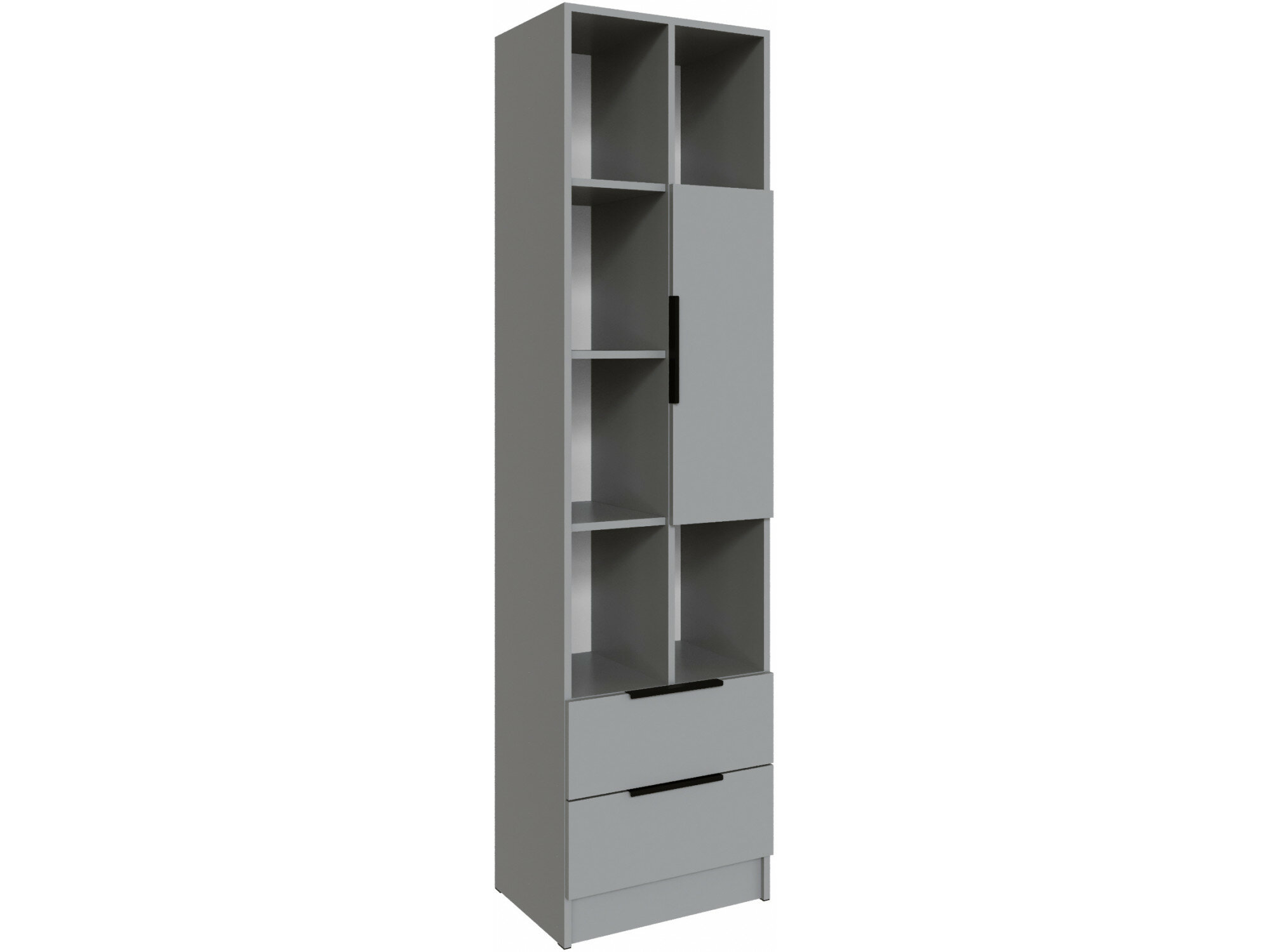 Стеллаж-пенал для детской (0,5), с 2-мя ящиками и полками, Камень серый