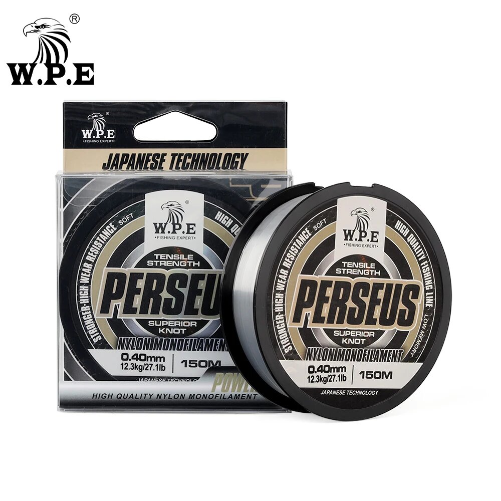 W.P.E 150m PERSEUS Nylon Fishing Line Monofilament 0.20mm-0.50mm 6.8lb-38.7lb Resistance Bass Carp Fishing Line Fishing Tackle