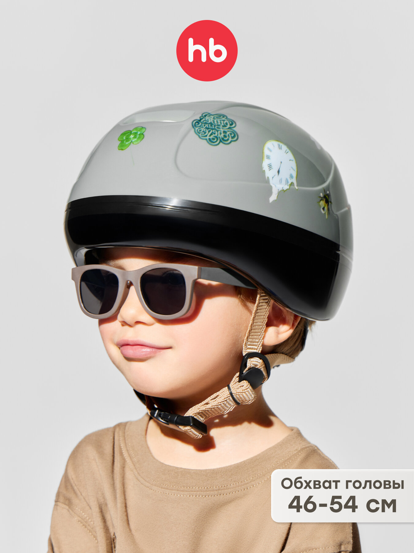 50003, Шлем велосипедный детский Happy Baby STONEHEAD для роликов и самоката, 1-6 лет, обхват головы 46-54, оливковый