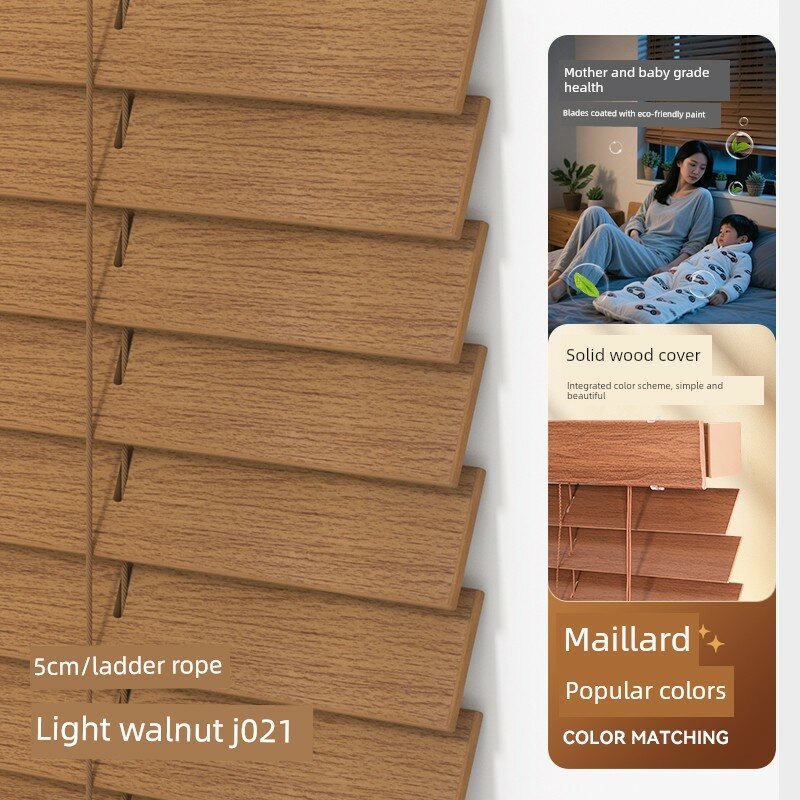 Электрические жалюзи из массива дерева в винтажном стиле, светонепроницаемые, новая модель 2026 года, для спальни,