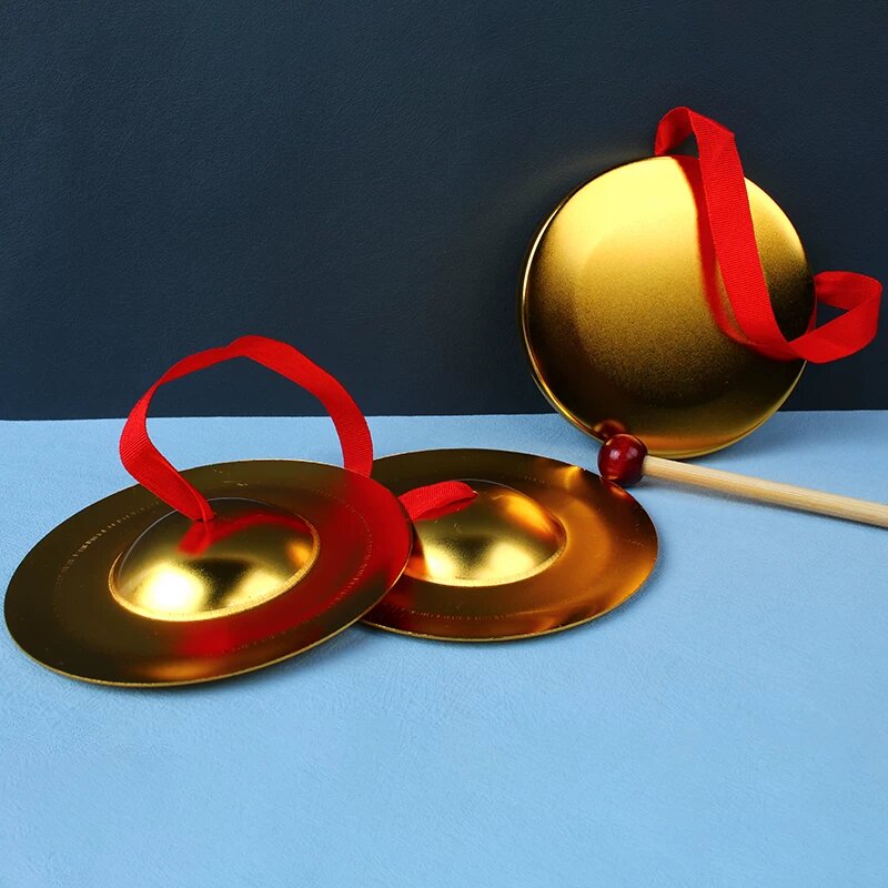 Набор цимбал и гонга из железа с медным покрытием 12 см для музыкального образования в детском саду