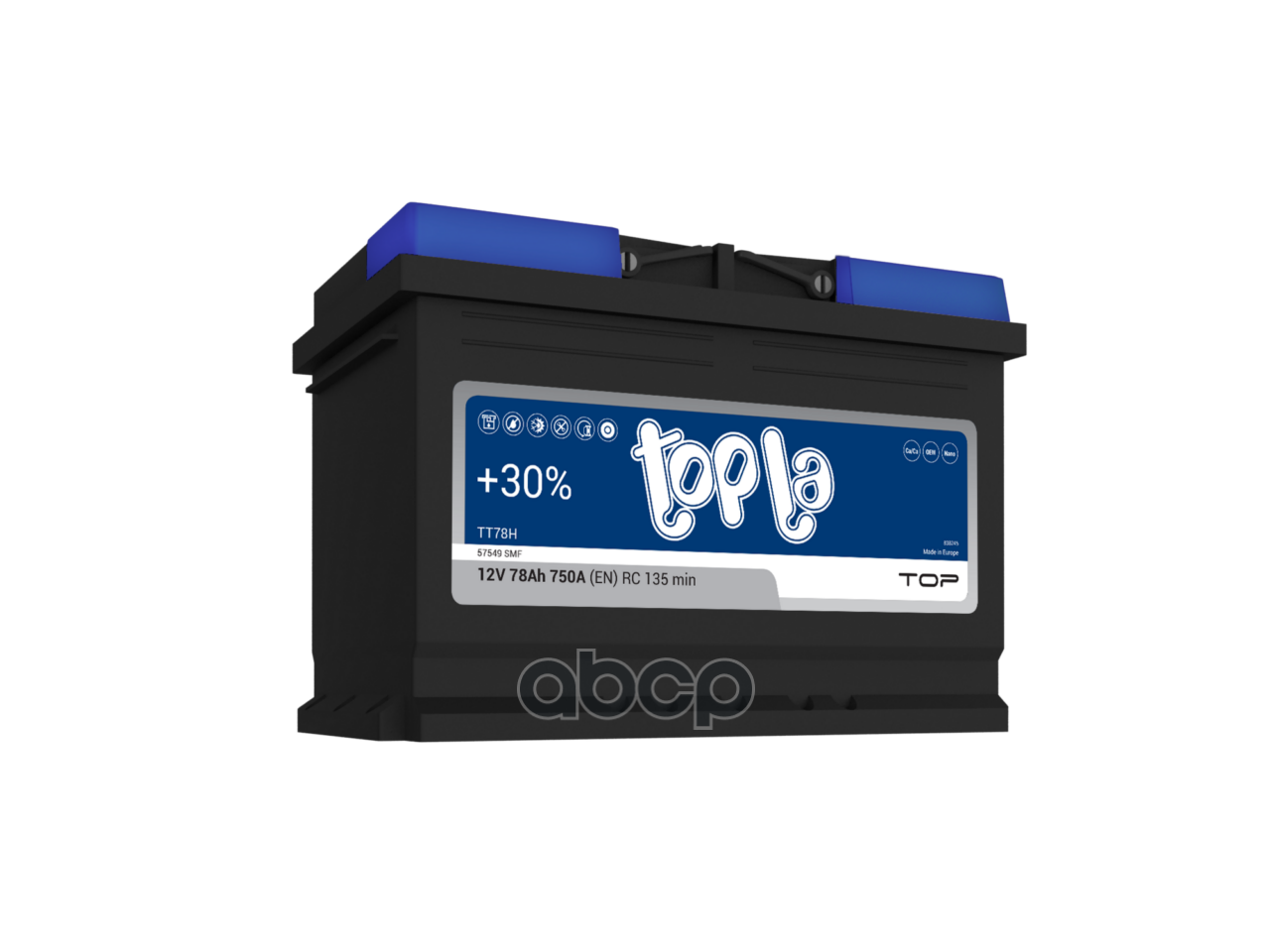 Аккумулятор TOPLA Top 78 А/ч обратный R+ 278x175x190 L3 EN 750 А Topla арт. 1031497