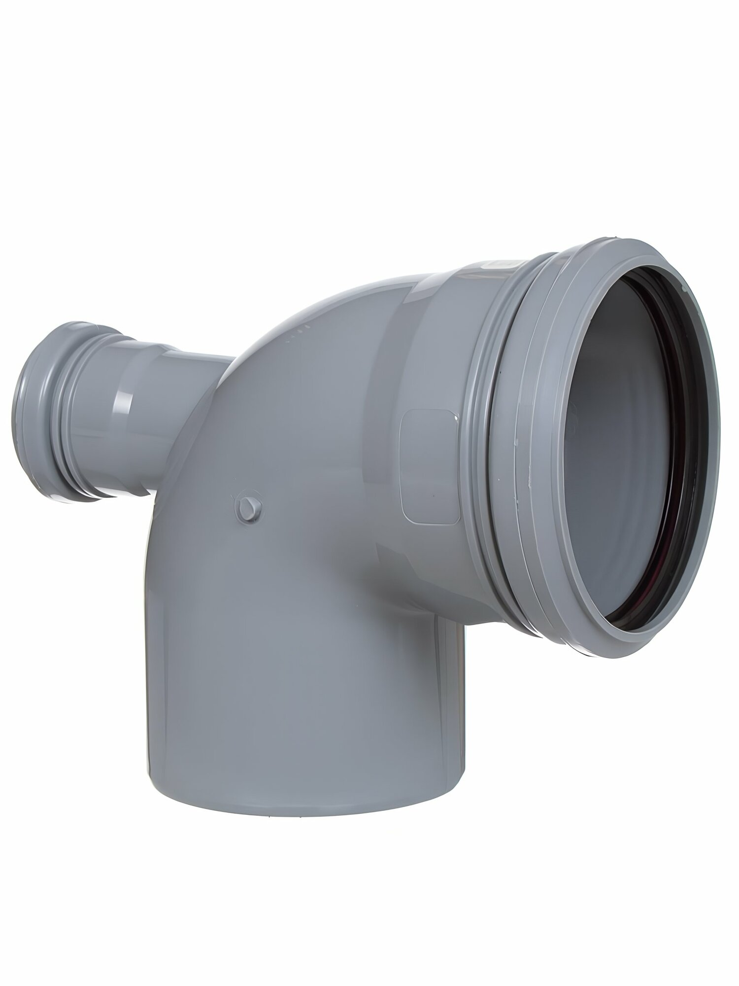 Уголок с отводом канализационный фронтальный, 110х50 мм, 90 °, Мультимирпласт, с выходом на тыл, ОТВ ВК 110/50/87.5 ТЛ