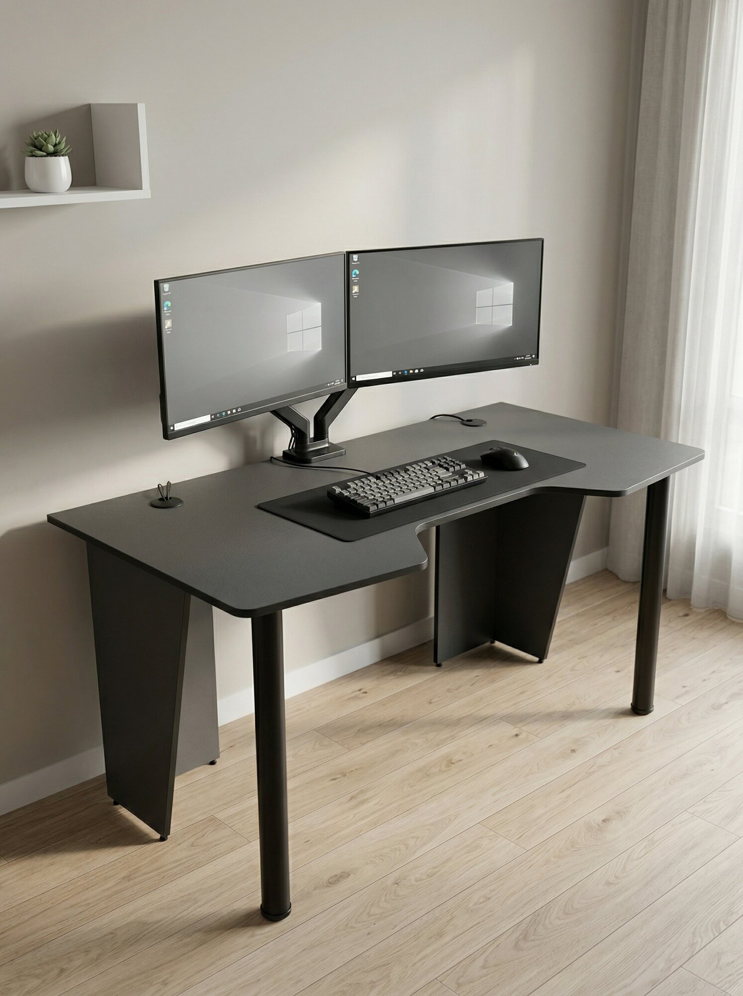 Игровой компьютерный стол FPS mebel, 140х78х73, Графит, геймерский