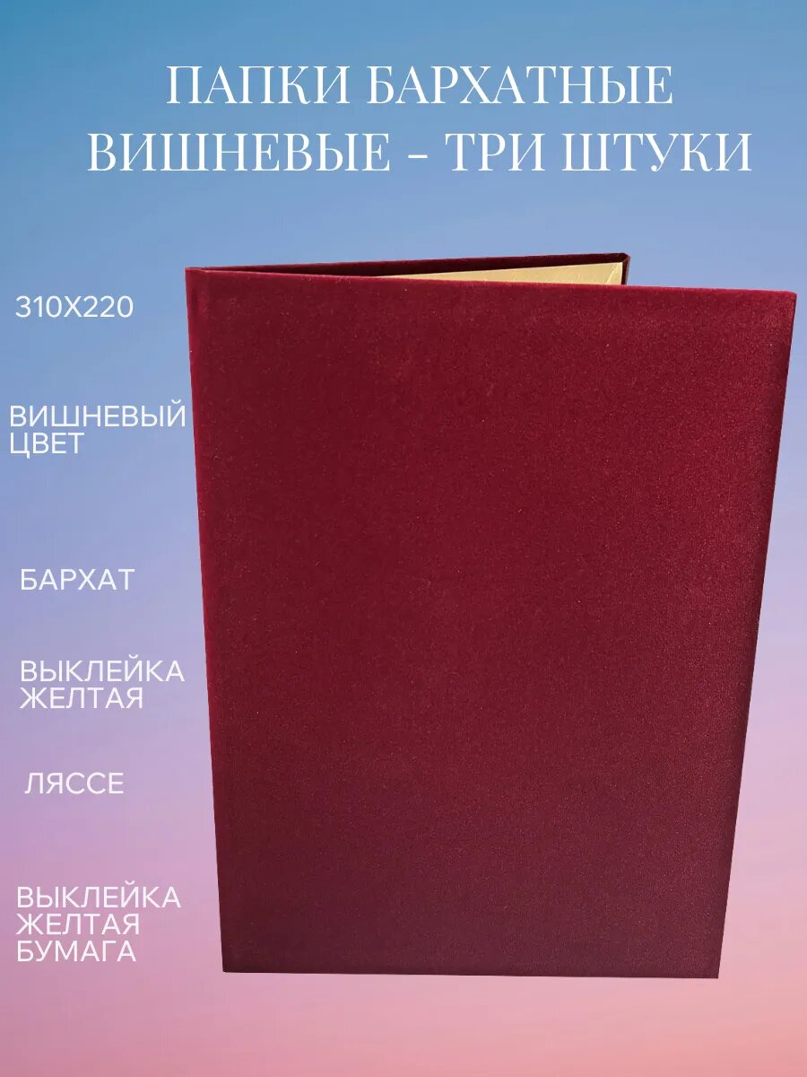 Папка бархатная вишневая