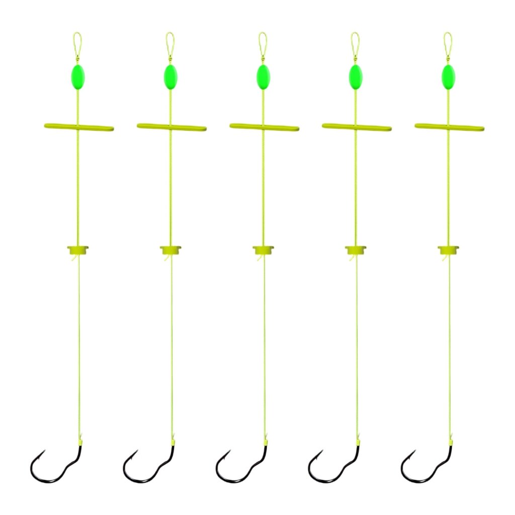 Набор из 5 рыболовных крючков с одним крючком для ловли серебряного и толстолобика с использованием блочной приманки - размер 12 - крючки для ловли методом "флип-крючок".