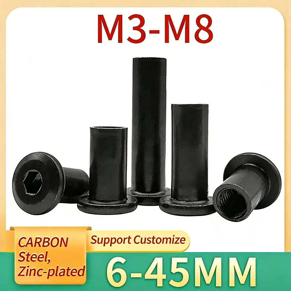 Черные шестигранные винты-заклепки M3-M8 M6x25mm(Custom)