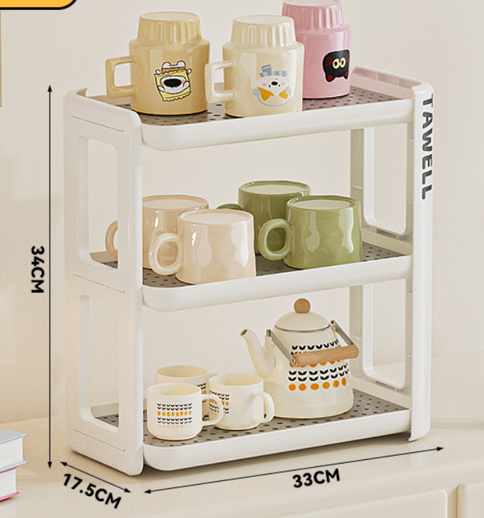 Двухслойный дренажный отделочный стеллаж, бытовая настольная кухня, стеллаж для хранения вещей, Бело-серый, в три слоя