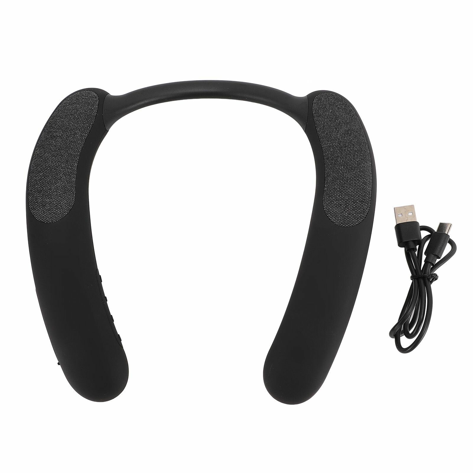 Беспроводная шейная Bluetooth-колонка 5.3, портативная, носимая на шее, с микрофоном, поддержкой карт памяти, для активного отдыха, спорта, путешествий и дома, черная