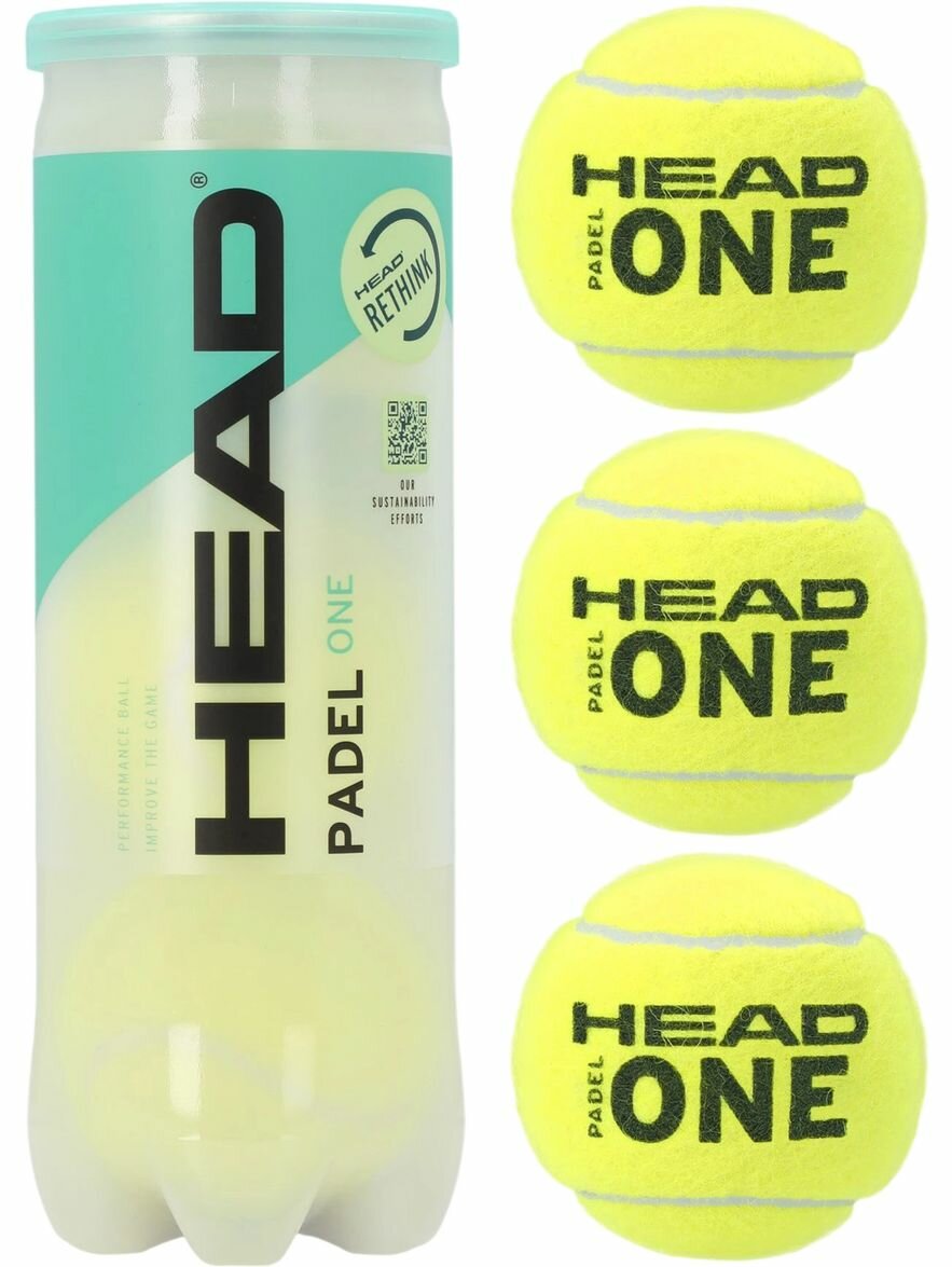 Мяч Head 3B HEAD Padel One Резина, фетр зеленый 575383