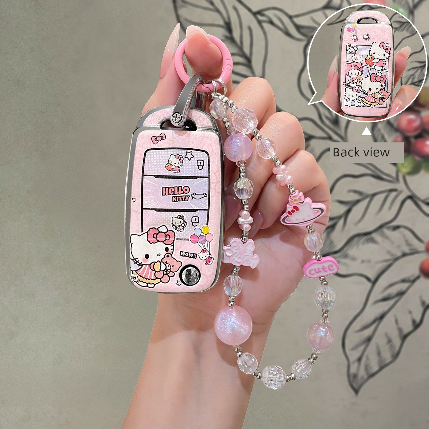 Брелок Hello Kitty с розовой бусинкой для автомобильных ключей
