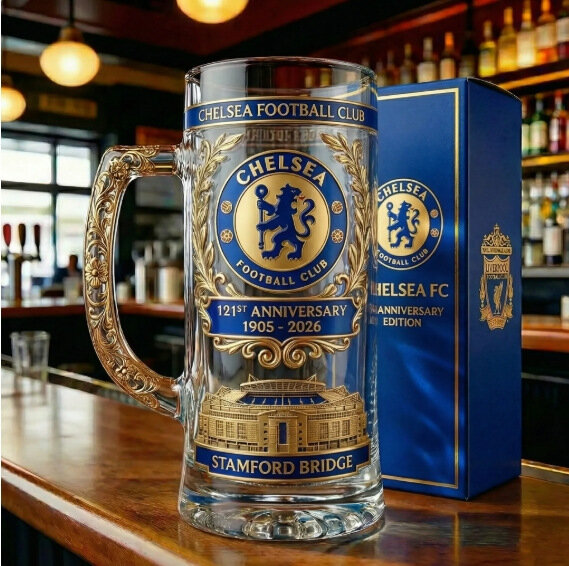 Стеклянный пивной бокал, Футбольный юбилей, Chelsea F.C. Цветное стекло