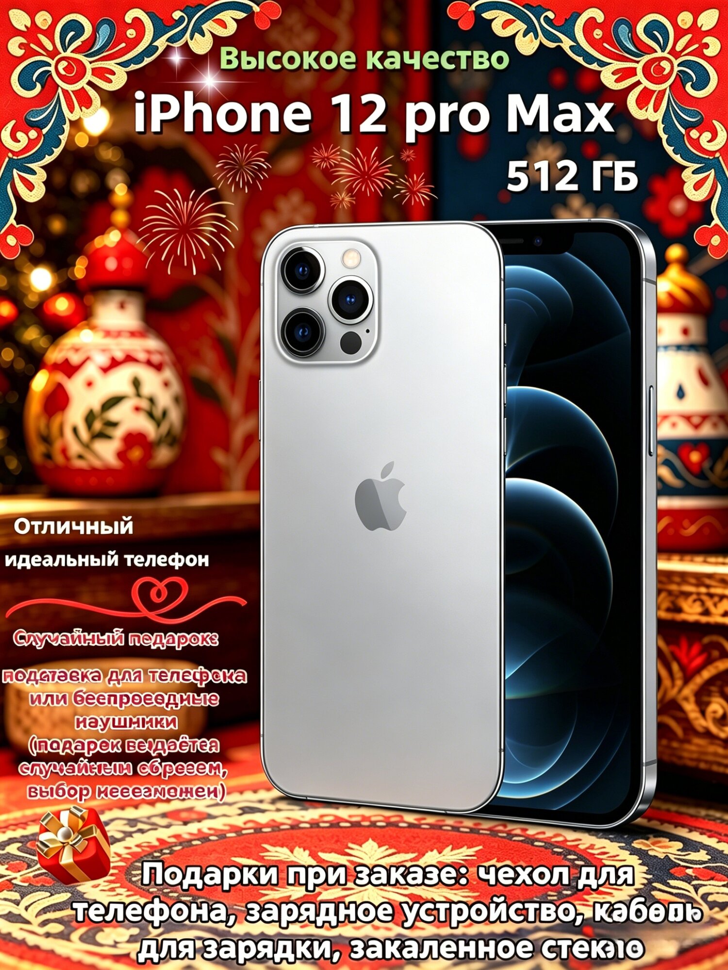 Смартфон iPhone 12 Pro Max, 512 ГБ, OLED-дисплей Super Retina XDR диагональю 6,7 дюйма, серебристый, поддерживает карту Nano SIM.