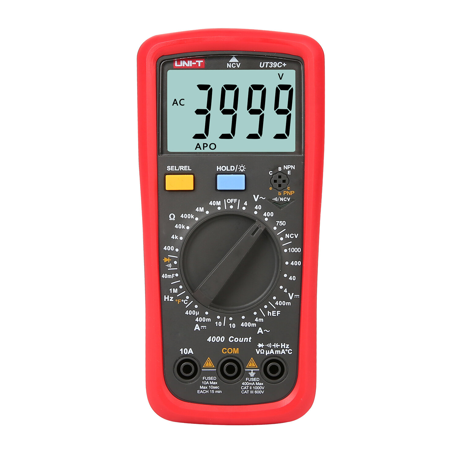 Мультиметр UNI-T UT39С+, CAT II/III, с NCV, измерение частоты, температуры, емкости