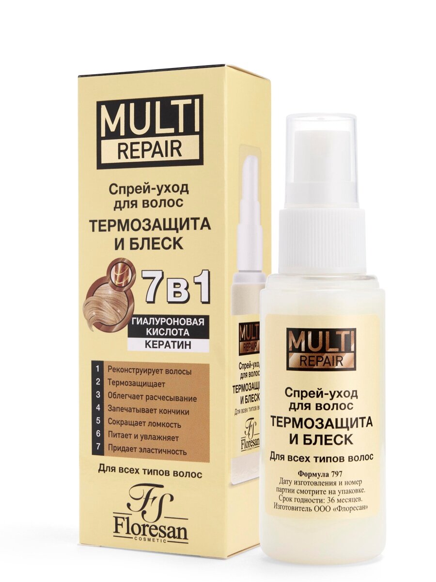 Спрей-уход для волос "Термозащита и блеск" 7 в 1 серия "MULTI repair", 50 мл