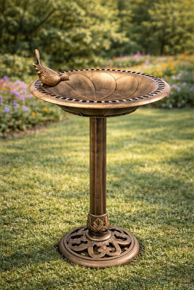 Фонтан для птиц "Solar fountain bird", цвет золотистый, материал пластик — фото 1